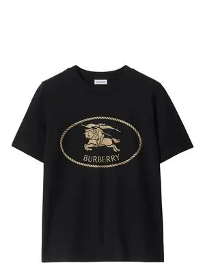 Burberry Cotton T-shirt With Knight Stamp - Black