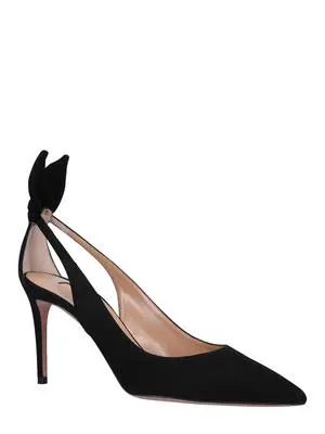 AQUAZZURA Suede Bow Tie 85 Pumps Black