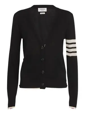 Thom Browne Virgin Wool Striped Cardigan - Black