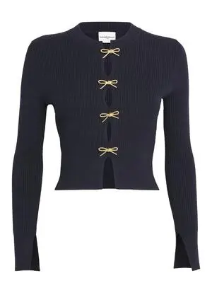Claudie Pierlot Bow-embellished Cut-out Sweater - Blue