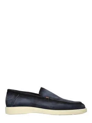Santoni Suede Detroit Loafers - Navy