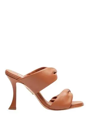 AQUAZZURA Leather Twist Heeled Sandals - Beige