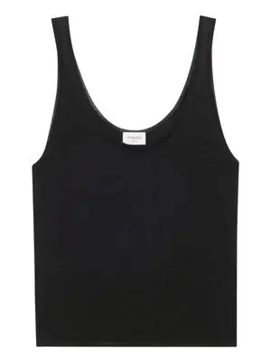Saint Laurent Lamé Knit Tank Top - Black