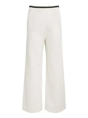 Maje Tweed Wide-leg Trousers - White