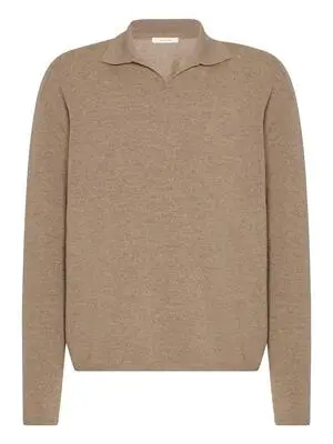 THE ROW Franz Cashmere Polo Sweater - Beige