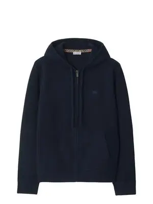 Burberry Cashmere-blend Zip-up Hoodie - Navy