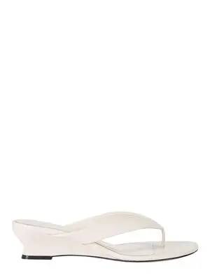 Le Monde Beryl Leather Micro Wedge Sandals 40 - White