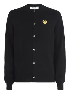 Play Comme Des Garcon Wool Heart Cardigan - Black