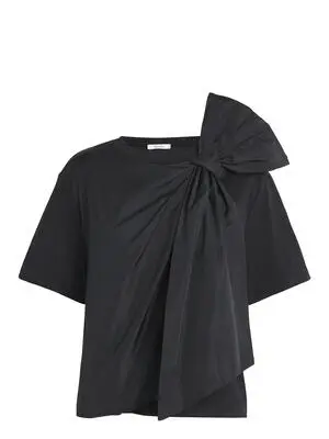 Max Mara Cotton T-shirt With Bow Detail - Black