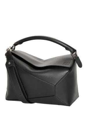 Loewe Leather Puzzle Edge Top-Handle Bag Black