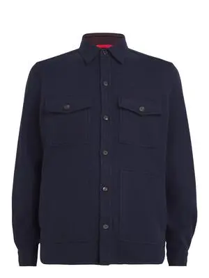 Isaia Wool-cashmere Overshirt - Navy