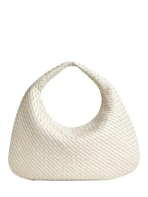 Bottega Veneta Intrecciato Maxi Veneta Shoulder Bag - White