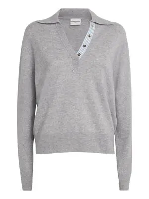 Claudie Pierlot Wool-cashmere Polo Sweater - Grey