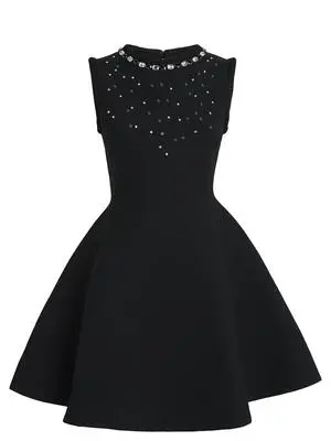 Maje Embellished Mini Skater Dress - Black