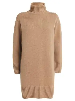 Harrods Cashmere Rollneck Mini Dress - Neutral