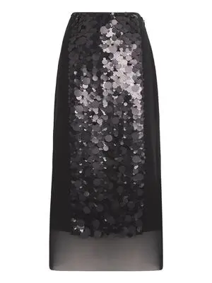 JOSEPH Cambo Embellished Chiffon Midi Skirt - Black