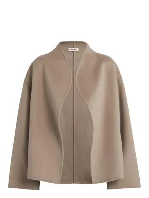 Soft Goat Wool-cashmere Short Cape Jacket - Beige