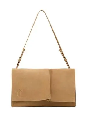CHRISTIAN LOUBOUTIN Large Suede Shoulder Bag - Beige