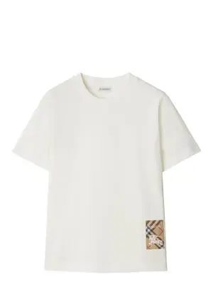 Burberry Cotton Check Label T-shirt - Ivory