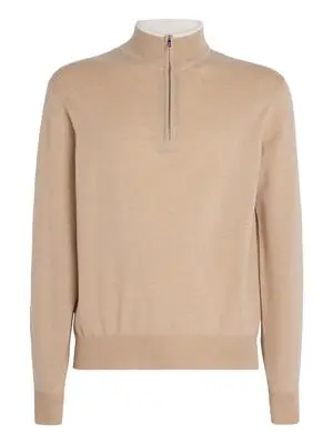 FIORONI CASHMERE Cashmere Half-zip Pullover - Beige