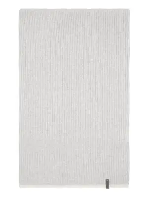 Brunello Cucinelli Cashmere English Rib Monili Scarf - White