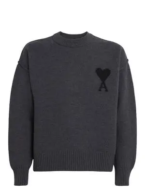 Ami Wool Logo Sweater - Black