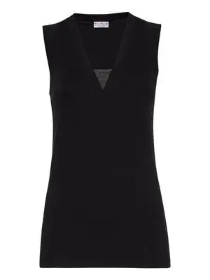 Brunello Cucinelli Stretch-cotton Monili Tank Top - Black