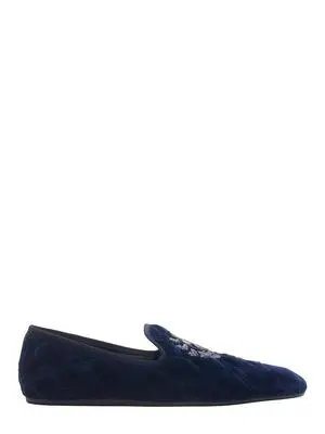 Burberry Velvet Quilted Estate Slippers - Blue