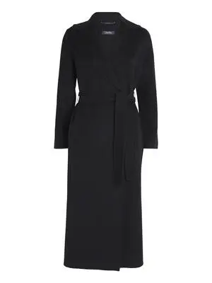 Max Mara Virgin Wool Wrap Coat - Black