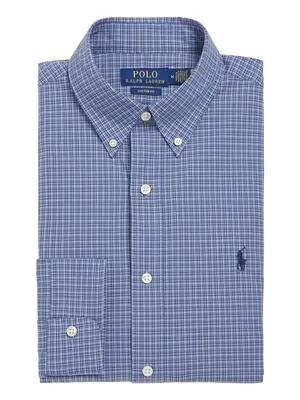 Polo Ralph Lauren Cotton Poplin Check Shirt - Blue