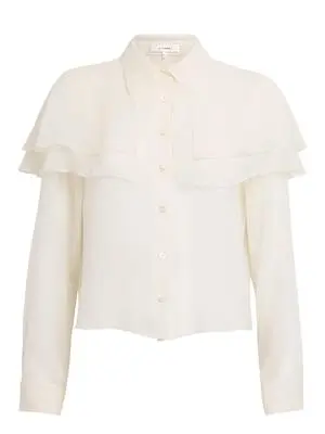 FRAME Silk Cape Blouse - White