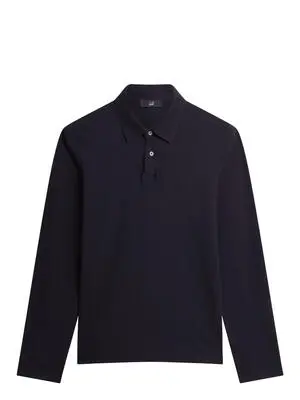 Dunhill Cotton-silk Piqué Long-sleeve Polo Shirt - Navy