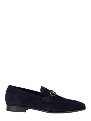 FERRAGAMO Leather Balty Loafers - Navy