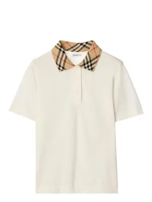 Burberry Cotton Check-collar Polo Shirt - White