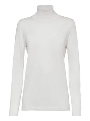 Brunello Cucinelli Cashmere-silk-blend Rollneck Sweater - White