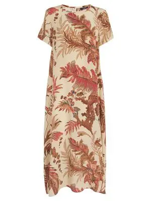 Max Mara Silk Floral Maxi Dress - Beige