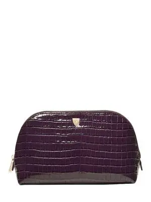 ASPINAL OF LONDON Small Croc-embossed Leather Cosmetic Case - Purple