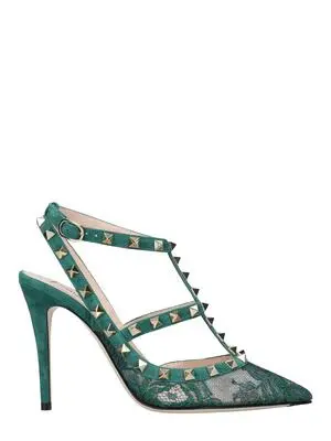 Valentino Garavani Lace Rockstud 100 Pumps - Green