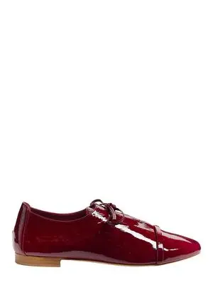 MALONE SOULIERS Patent Leather Lace-up Flats - Burgundy