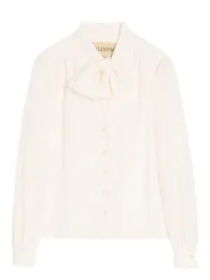 Valentino Garavani Silk Bow-tie Blouse - Ivory