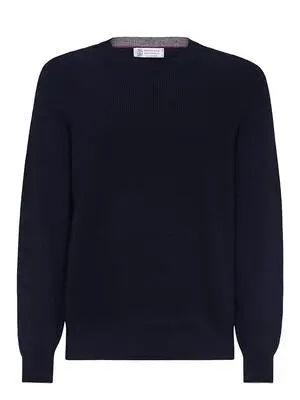 Brunello Cucinelli Cashmere Ribbed Sweater - Blue