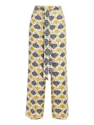 Max Mara Silk Printed Wide-leg Trousers - Yellow