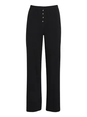 LESET Cotton Pointelle Lounge Trousers - Black
