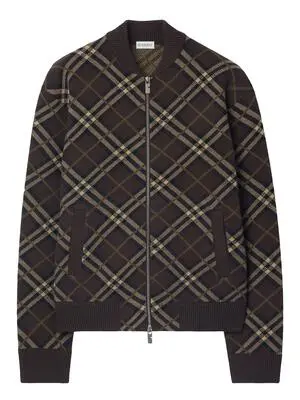 Burberry Wool-blend Check Bomber Jacket - Brown