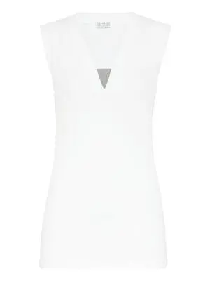 Brunello Cucinelli Stretch-cotton Tank Top - White