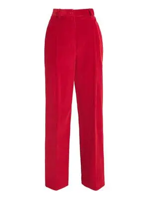 Max Mara Corduroy Straight Trousers - Red