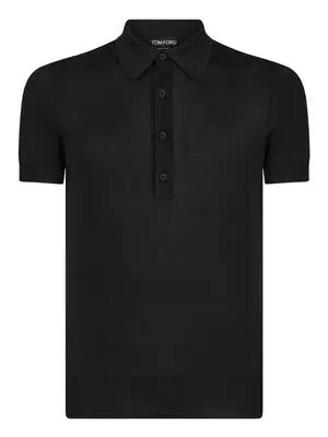 TOM FORD Silk-blend Polo Shirt - Black