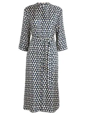 Max Mara Printed Silk Midi Dress - Blue
