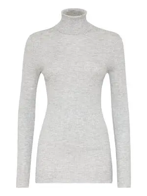 Brunello Cucinelli Cashmere-silk Blend Rollneck Sweater - Grey