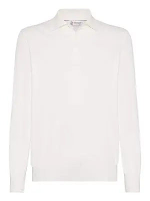 Brunello Cucinelli Cotton Polo Sweater - White